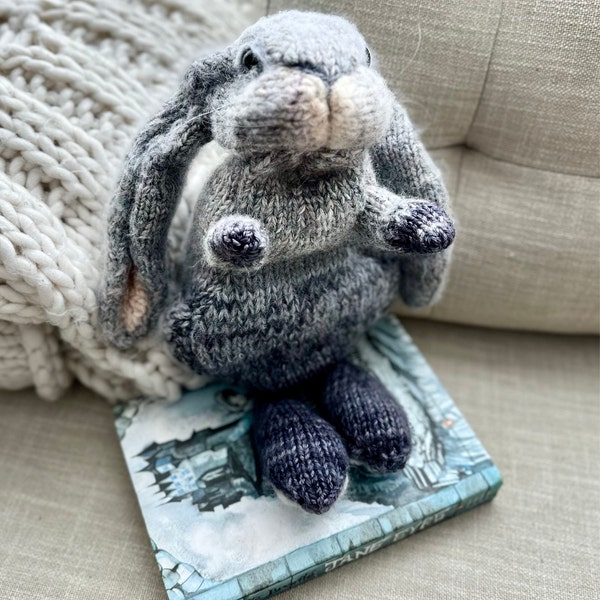 Realistic·• Knitted • Poseable Plush Sable Point Lop Bunny Rabbit ...