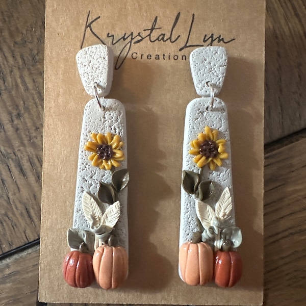 Polymer Clay, Fall Harvest, Autumn Theme, Pumpkin, Sunflower Earrings ...