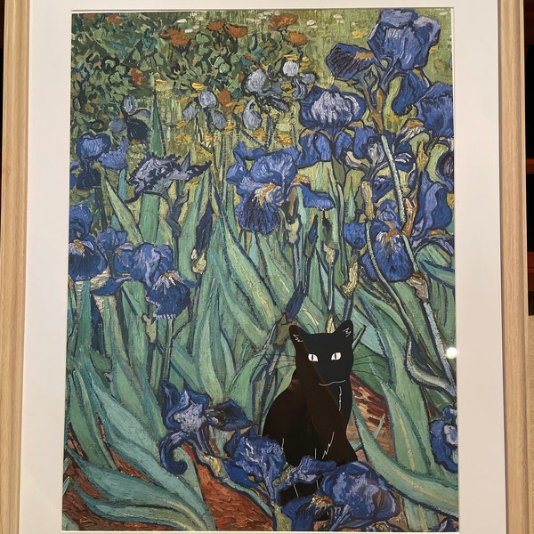 Cat Poster Set of 6, Monet Cat Print, Monet Waterlily Cat, Van Gogh Cat ...