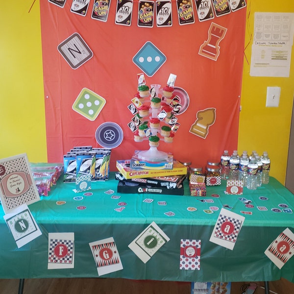 Family Game Night PRINTABLE Party Decorations, Board Games Birthday ...