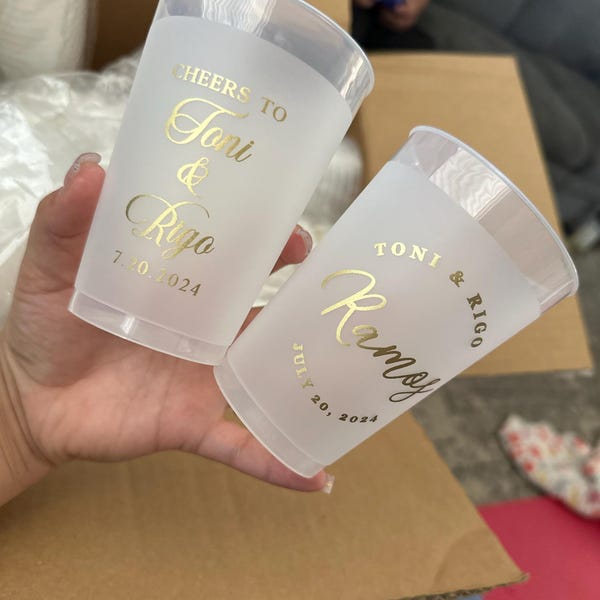 Custom Wedding Cups, Reception Bar Frosted Cups, Personalized ...