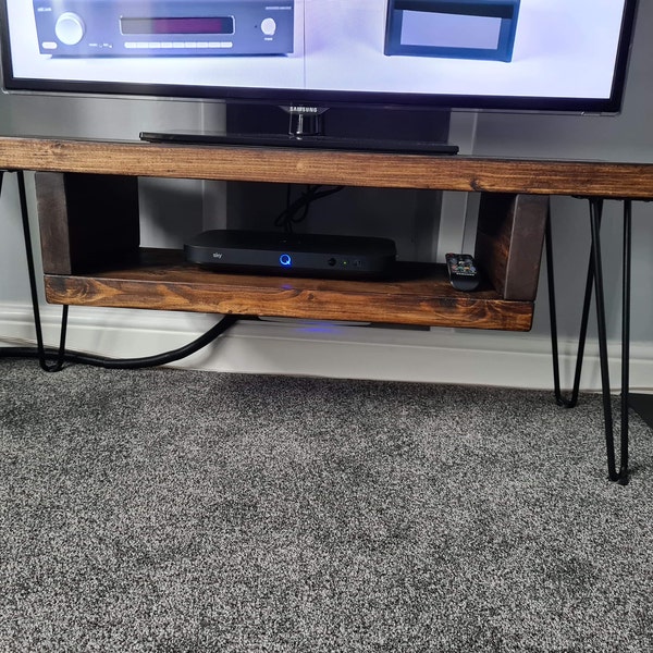 Handmade Rustic Pine TV Stand With Hairpin Legs - Etsy UK
