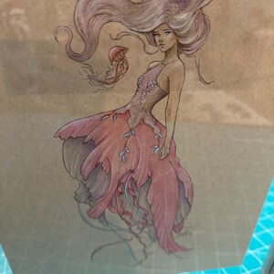 Pink Mermaid Art Print, Turtle Art, Cute Mermaid Painting, Girls ...