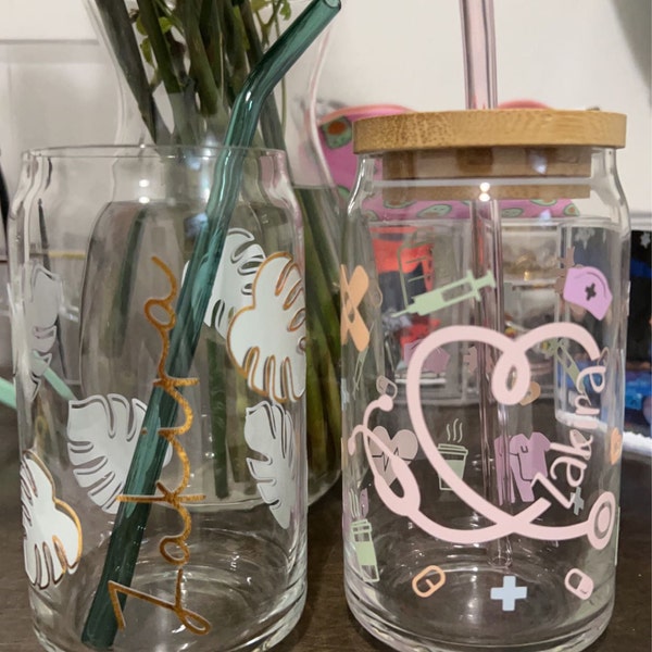 Custom Dentist Libbey Glass With Bamboo Lid and Straw | Personalized ...