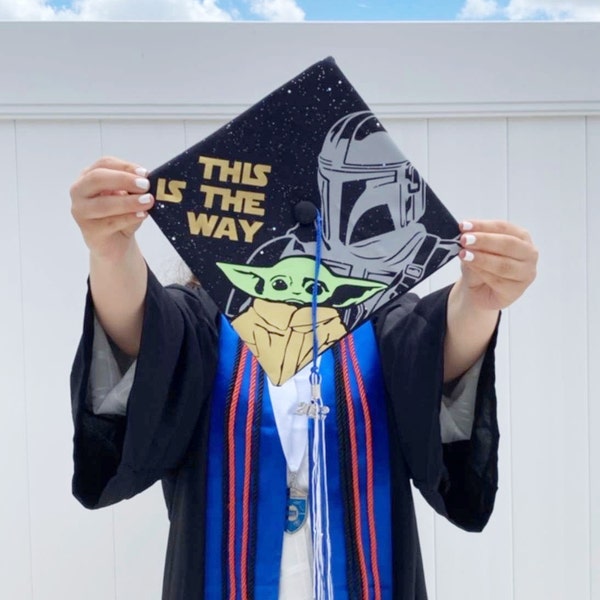 Mandalorian & Grogu Grad Cap Topper | Ready Made Fabric Grad Cap Topper ...