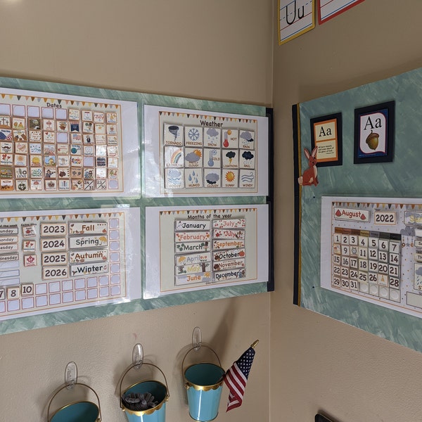 Printable Wall Calendar for Kids Classroom Perpetual Calendar Morning ...