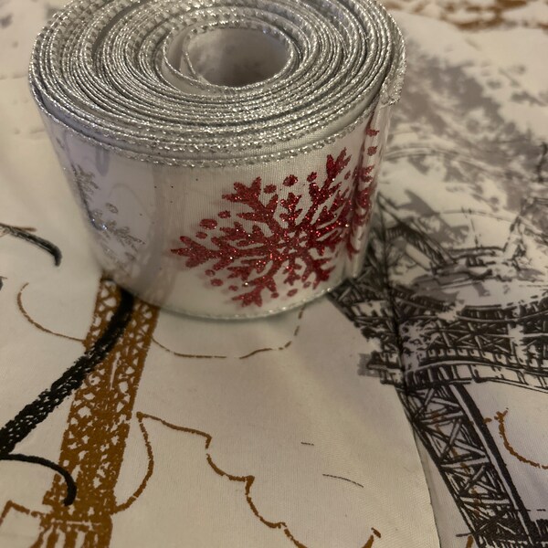 4 Inch Wide, 5 Yard Roll. Designer Embroidered Leaf Scroll, Pink and ...