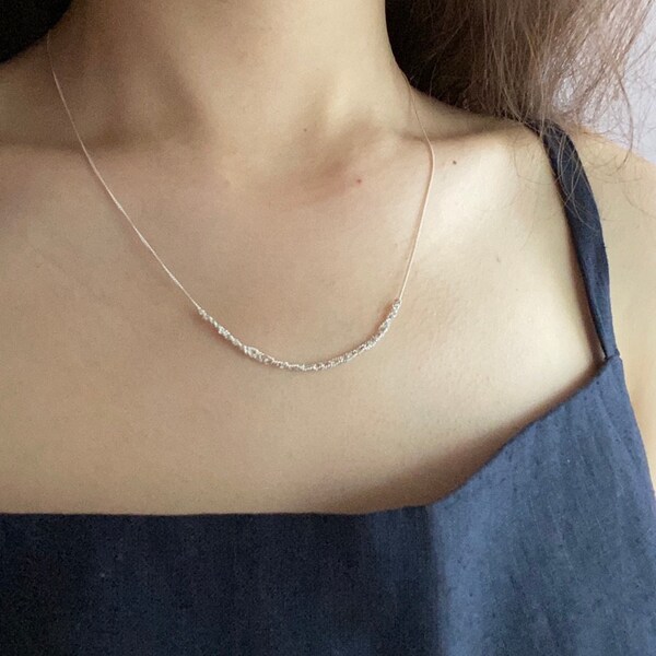 Extra Long Wedding Necklace for Bride, Sterling Silver Necklace for ...