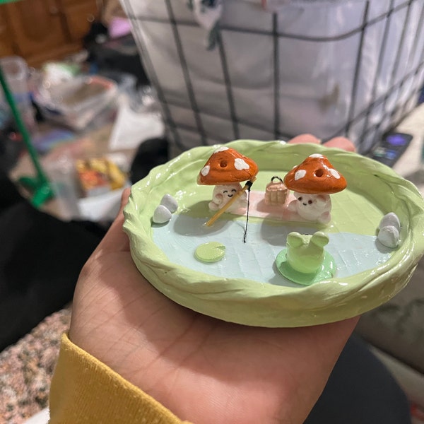 Mushroom Frog Clay Jewelry Dish Cottagecore Fairycore (hand Made) - Etsy