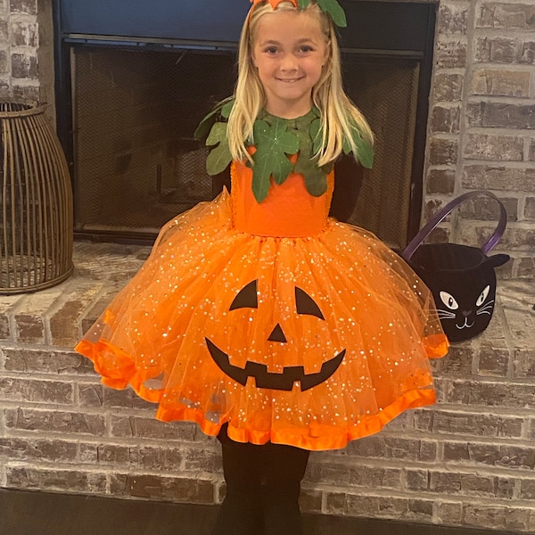 Girl Pumpkin Costume, Pumpkin Halloween Dress, Halloween Pageant ...