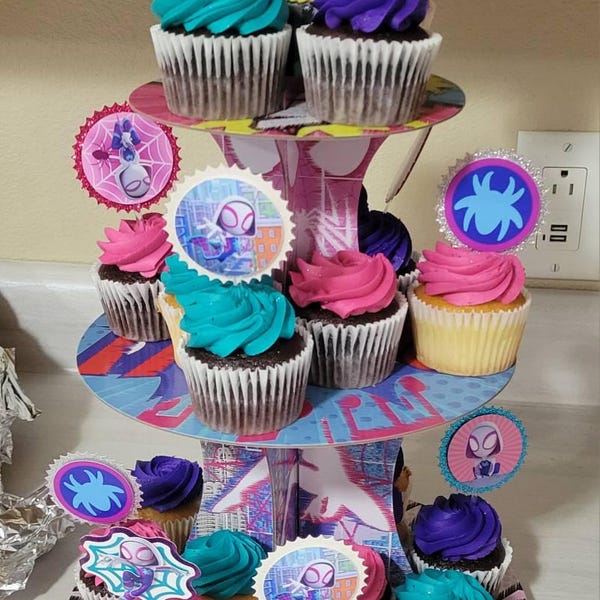 Ghost Spider Cupcake Toppers, Spider Gwen Food Toppers, Spidey and ...
