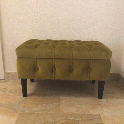 Mustard Yellow Chesterfield Ottoman With Storage Box, Entryway Bench ...
