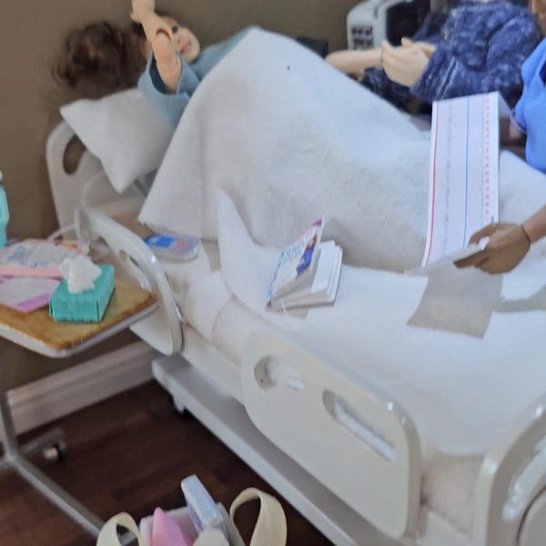 Dollhouse Miniature Handcrafted Medical Modern Hospital Bed 1/12th ...