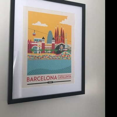 Barcelona Print Catalonia Poster Spain Poster Travel Poster - Etsy
