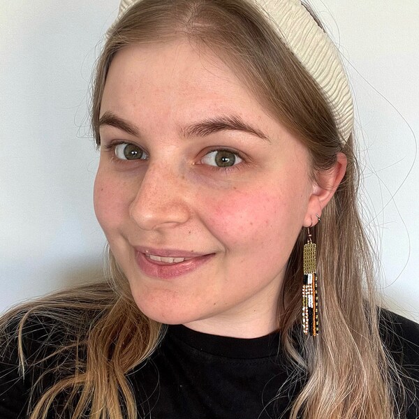 Oriental Orchid Seed Bead Dangle Fringe Earrings - Etsy