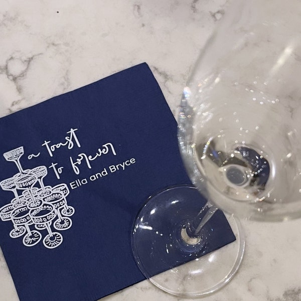 A Toast to Forever Wedding Personalized Engagement Cocktail Napkins - Etsy