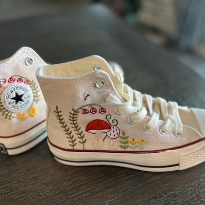 Embroidered Converse/mushroom Converse/embroidered Orange Mushrooms and ...