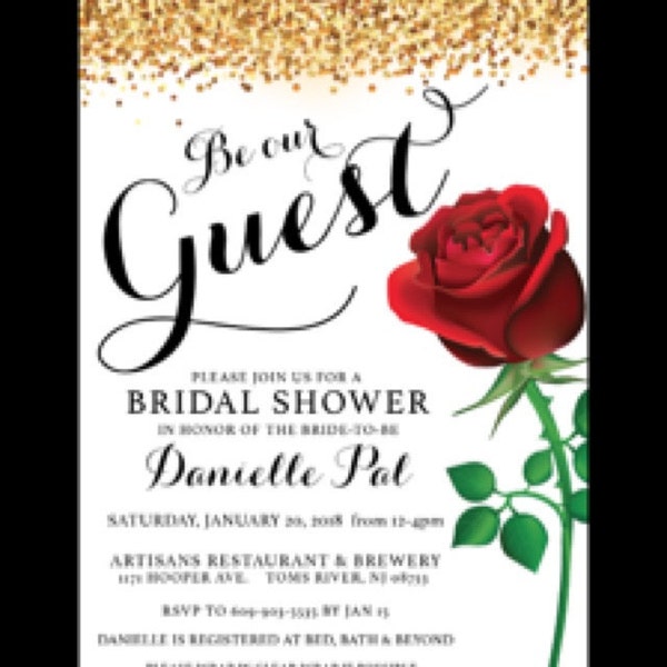 Be Our Guest Invitation | Be Our Guest Bridal Shower | Be Our Guest ...