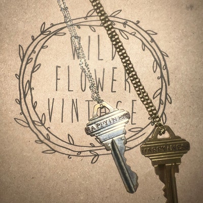 Authentic Vintage Key Necklace Custom Hand Stamped Personalized Jewelry ...