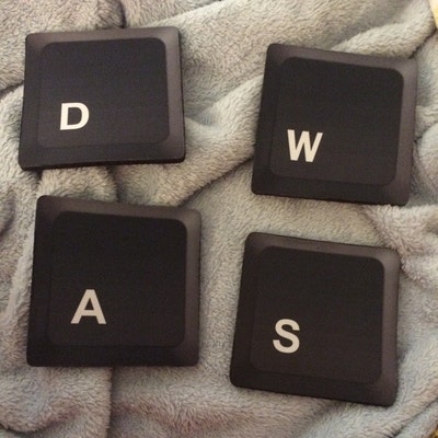 Computer Gamer Coasters 4 Piece Set Computer W,A,S,D Control Keys ...
