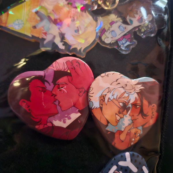 Jjk: Gojo & Geto 2.25" Heart Buttons - Etsy