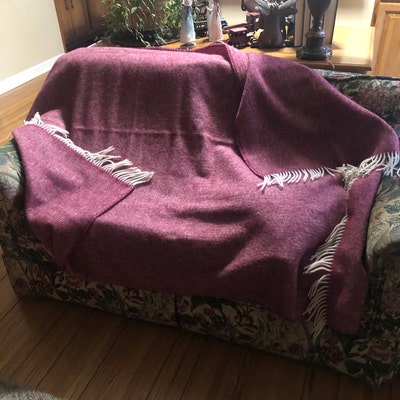 Blanket Throw Wool Bedding Sofa Throw Dark Red Blanket Wool - Etsy