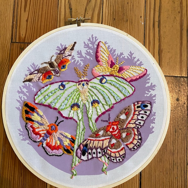Moth Embroidery, Nature Studies Embroidery Kit, Moonlit Moths ...