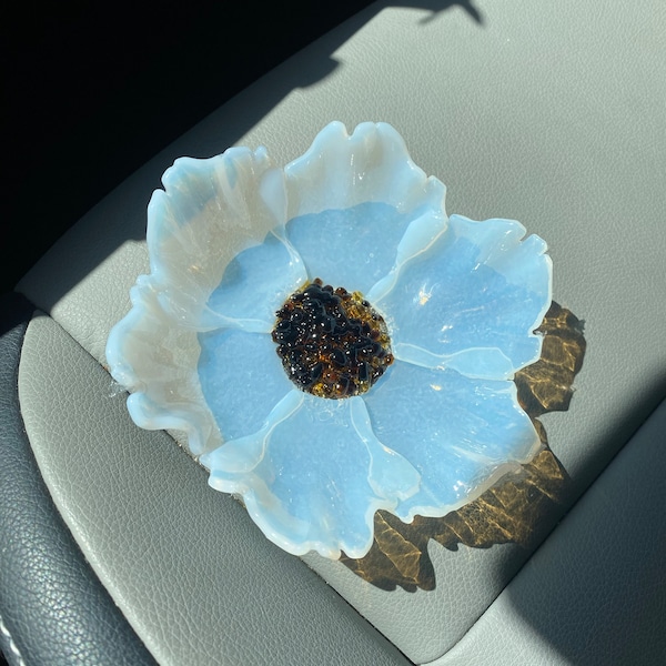 Fused Glass Art Poppy Flower Bowl Gift - Etsy