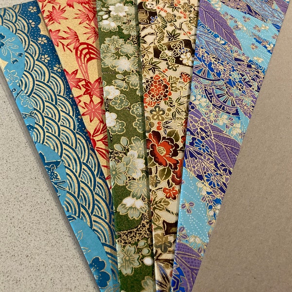 Japanese Yuzen Chiyogami Washi Paper Japanese Fan Print on Red and Gold ...