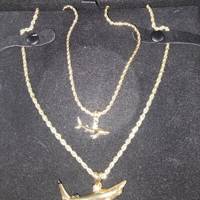 14k Gold Vermeil Redfish V.2 Necklace, Redfish in Action Charm, Red ...