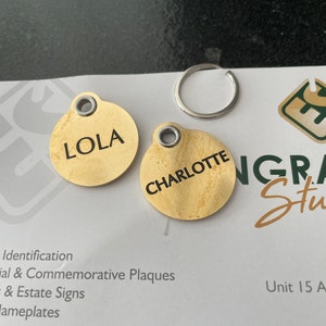 REINFORCED Deeply Engraved Solid Brass Dog Tag, 27mm Round - Etsy