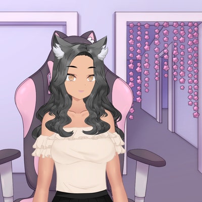 Twitch Kitty Cat Stream Pack Overlays Stringers Vtuber Chair Animated ...