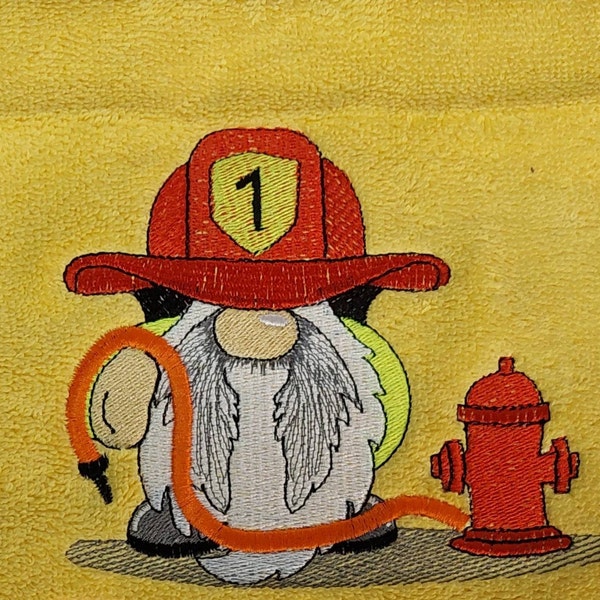 Firefighter Gnome Embroidery Design, Fireman Machine Embroidery Design ...