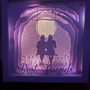 Best Friends Shadow Box Svg, Friendship Shadow Box Template, 3D Light ...