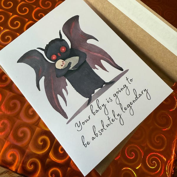 Mothman Baby Card “your Baby is Going to Be Absolutely Legendary” Baby ...