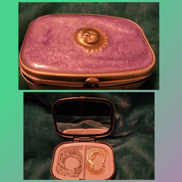 Sun Moon Purple Pill Box: Bronze Celestial Vitamin Case - Etsy