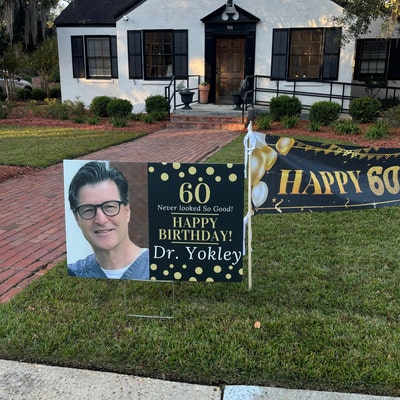 Gold & Black Happy Birthday Yard Sign, Personalized Drive by Birthday ...