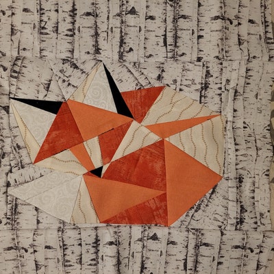 Sleeping Fox Paper Piecing Pattern 16 X 16 Quilt Block Digital PDF - Etsy