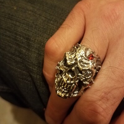 Heavy Silver Skull Ring Devil Ring Demon Ring Silver Biker - Etsy