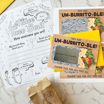 Printable Burrito Gift Card Holder - Etsy