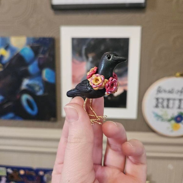 Standing Simple Crow "blind Box" Polymer Clay Miniature Hand Sculpted ...