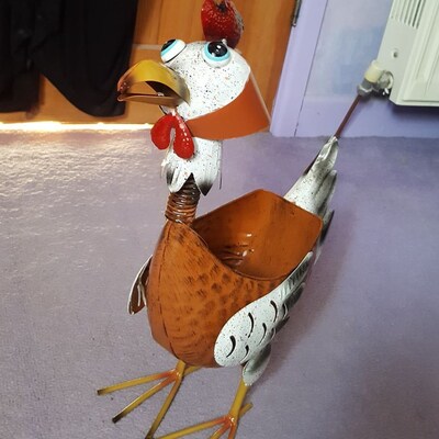 Large Rustic Chicken Metal Flower Pot Planters Plant Pots - Etsy UK