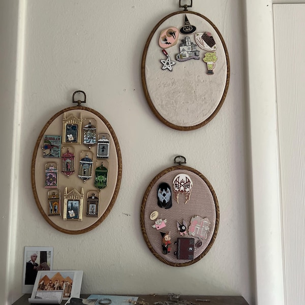 Beige Velvet Enamel Pin Hoop, Enamel Pin Display, Pin Display Board ...