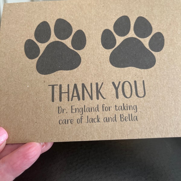 Custom Paw Prints Thank You Cards With Envelopes, Dog Thank You Notes ...