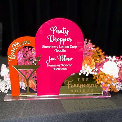 Wedding Bar Sign, Signature Drinks, Cocktail Menu, Martini Glass Bar ...