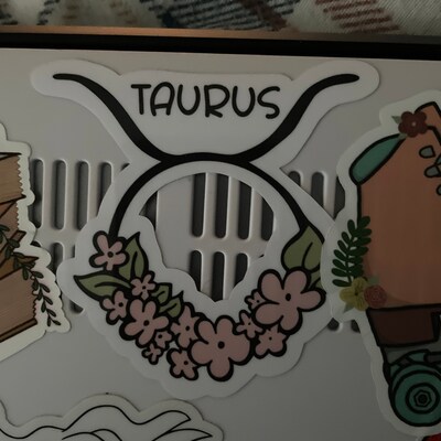 Flowered Taurus Sticker, Taurus Zodiac Sticker, Star Signs, Stickers ...