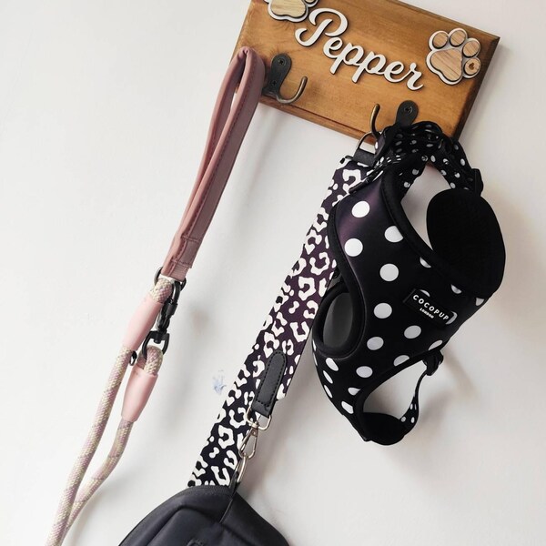 Personalised Wooden Dog Leash Hanger, Custom Dog Lead Hanger. Dog Leash ...