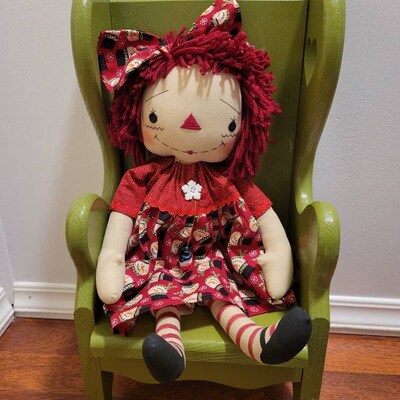 Primitive, Folk Art, Handmade, Original, Rag Doll, Raggedy Ann Doll ...