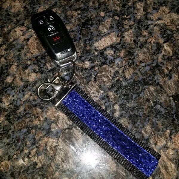 Back the Blue/thin Blue Line Glitzy Key Fob,police Officers/first ...