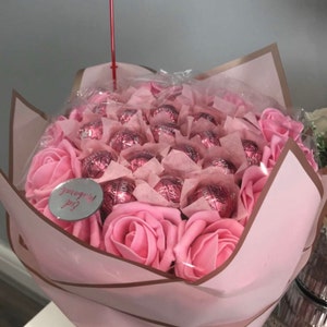 Large Lindt Lindor Chocolate & Flowers Hand-tied Bouquet Gift. - Etsy UK